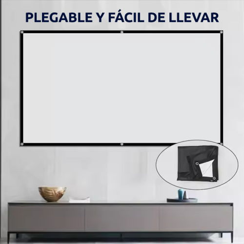 Pantalla ecran PVC flexible para proyección 120 pulgadas 16:9 negra ...